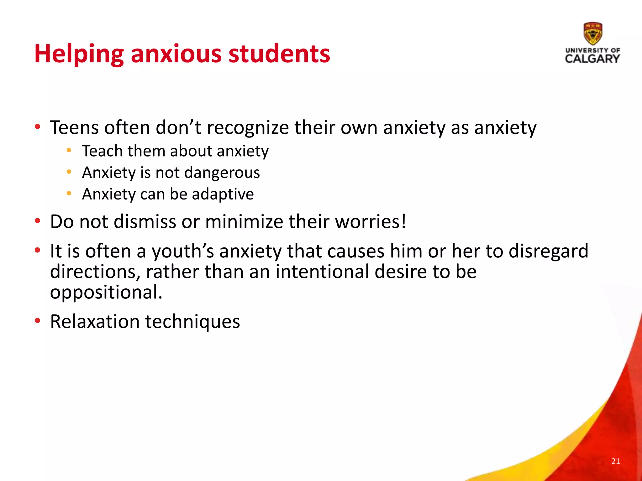 Overcoming anxiety in schools | PPTX