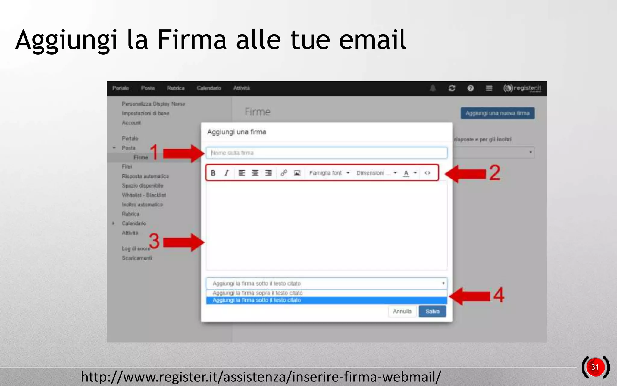 Attiva le mail su Register.it e configurale su Mobile | PPTX