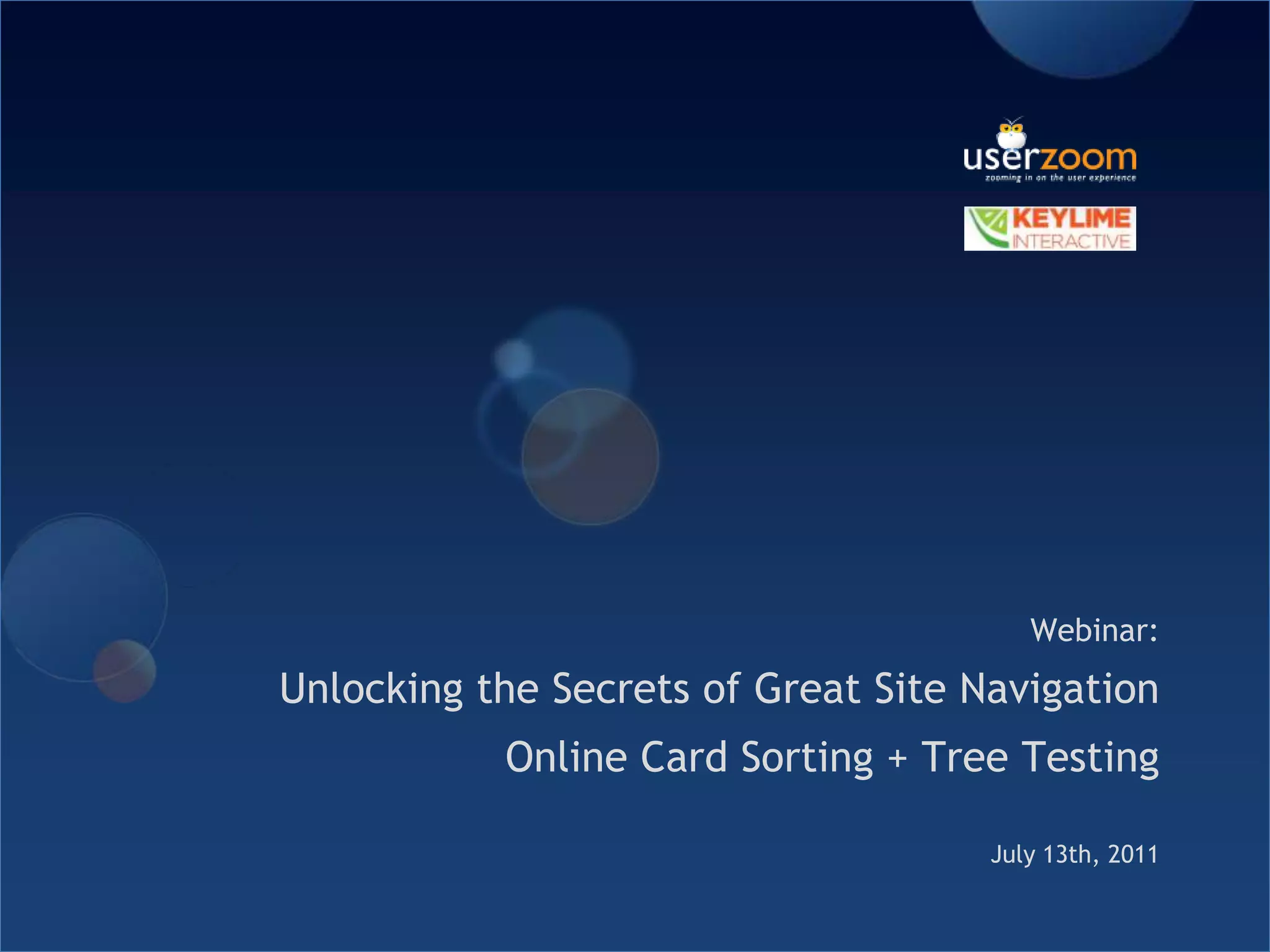Card Sorting & Tree Testing Webinar | PPT