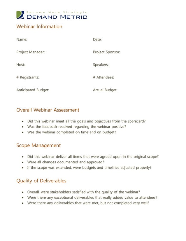 Webinar Evaluation Template | PDF | Web Conferencing | Computer ...