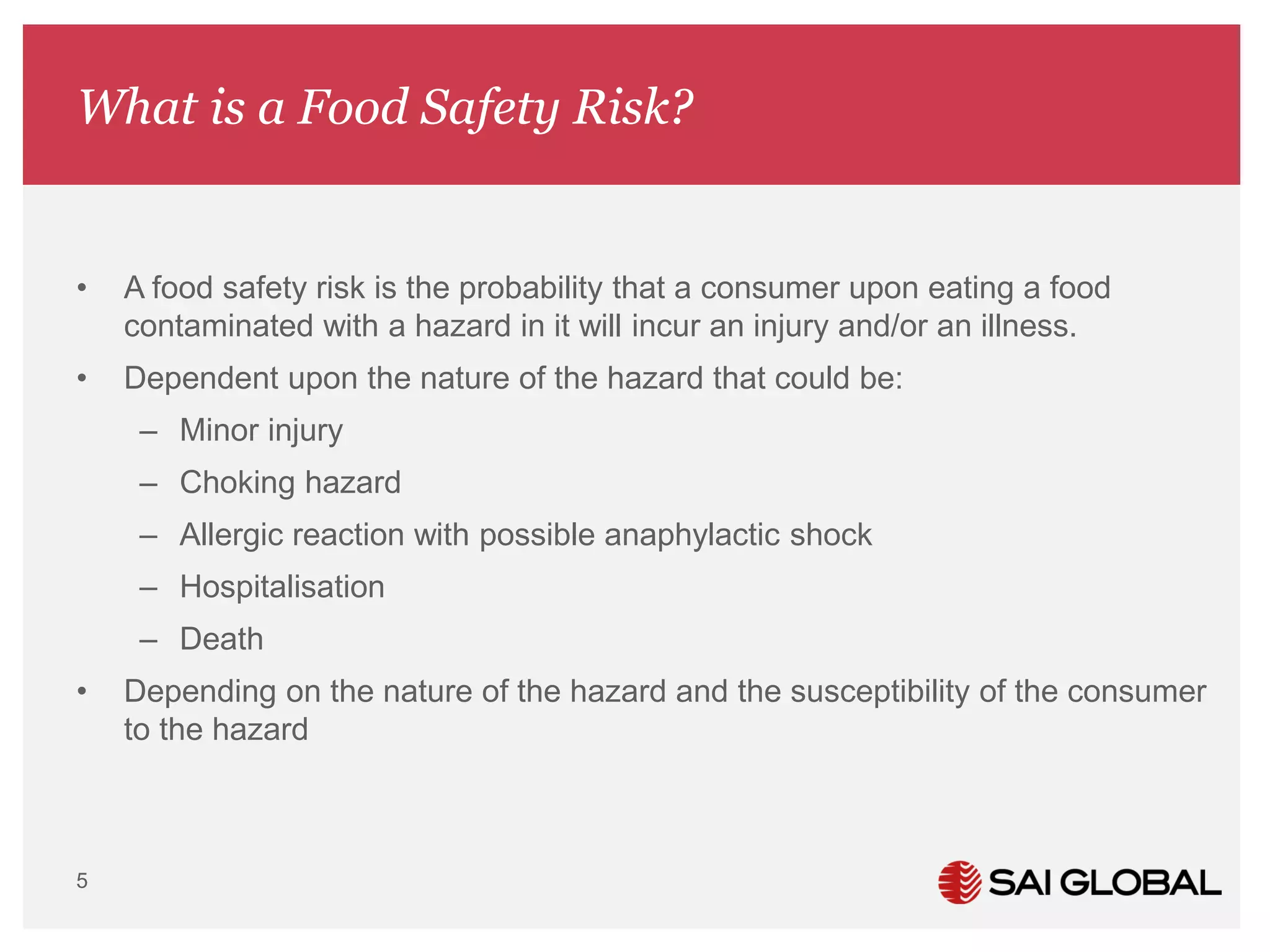 SAI Global Webinar: Tips to conduct an effective food safety risk assessment | PPT