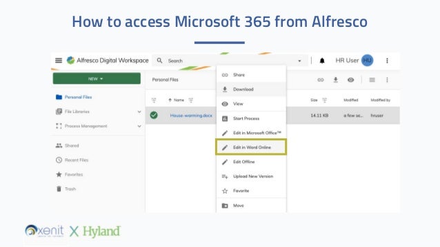 Driving full-scale productivity and collaboration with the Alfresco connector for Microsoft 365 ...