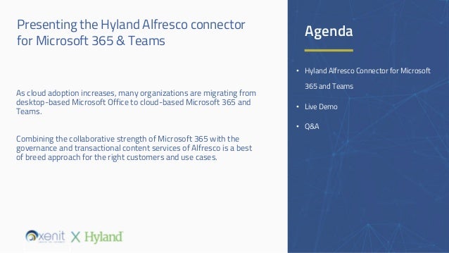 Driving full-scale productivity and collaboration with the Alfresco connector for Microsoft 365 ...