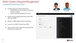 Red Hat multi-cluster management & what's new in OpenShift | PPT