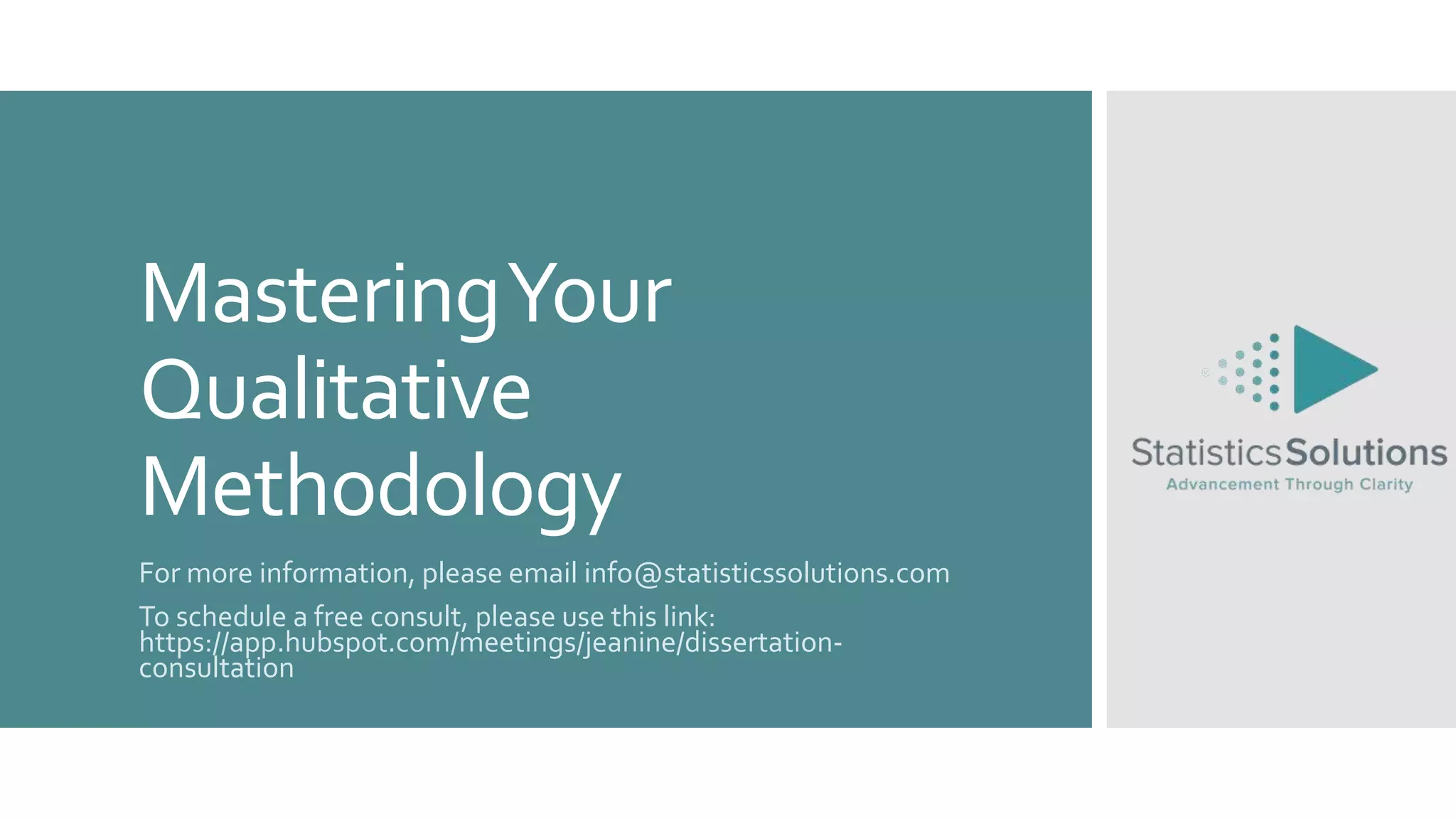 Mastering Your Qualitative Methodology Chapter | PPT