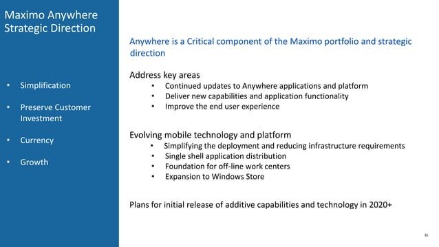 Maximo Roadmap - September 2019 | PPT