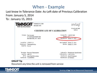 Evaluating Out Of Tolerance Instruments Webinar | PPTX