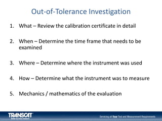 Evaluating Out Of Tolerance Instruments Webinar | PPTX
