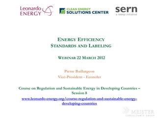 Course on Regulation and Sustainable Energy in Developing Countries ...