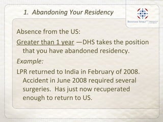 How to Preserve Permanent Resident Status | PPT | Crime & Harmful Acts ...