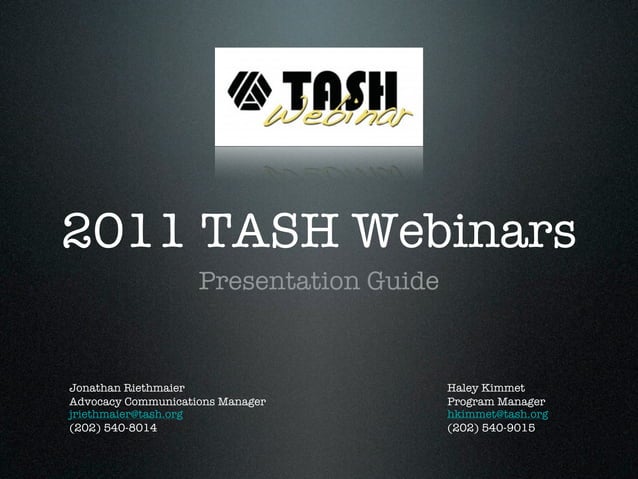 TASH Webinar Presentation Guide | KEY | Web Conferencing | Computer ...