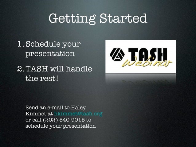 TASH Webinar Presentation Guide | KEY | Web Conferencing | Computer ...