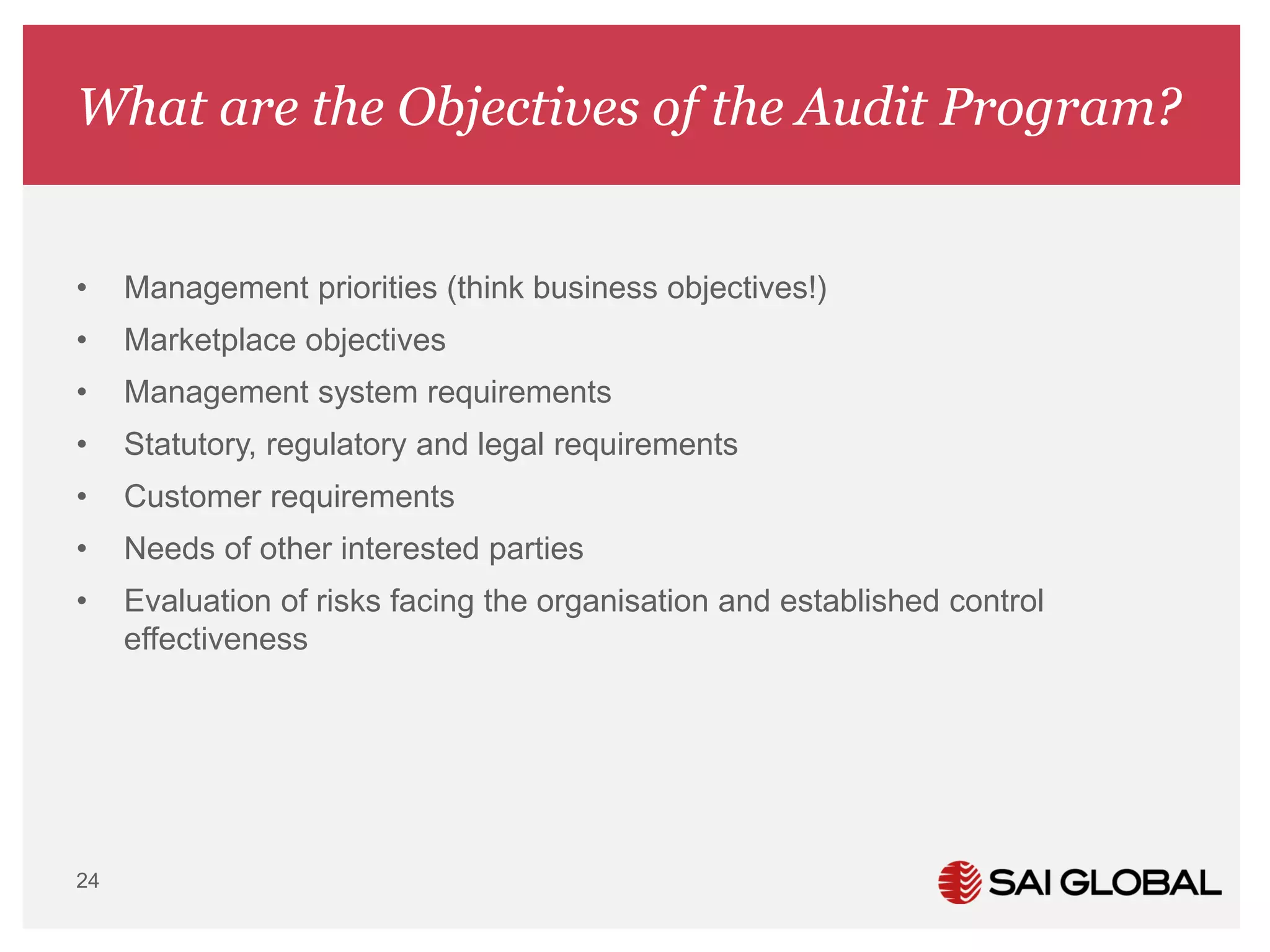 SAI Global Webinar: Tips for Effective Internal Auditing | PPT