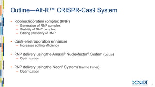 Ribonucleoprotein delivery of CRISPR-Cas9 reagents for increased gene ...