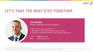 SAST Safe Go-Live Management for SAP authorizations [Webinar] | PPTX