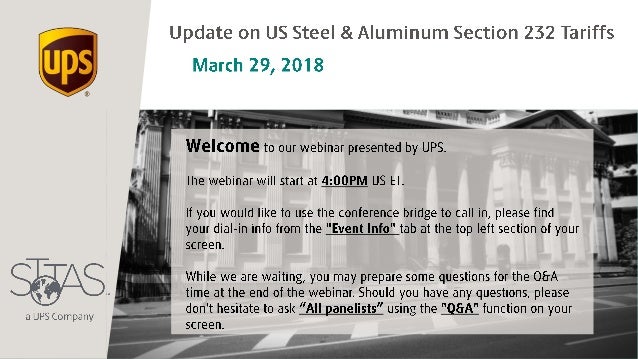 UPS Update on US Steel and Aluminum Section 232 Tariffs