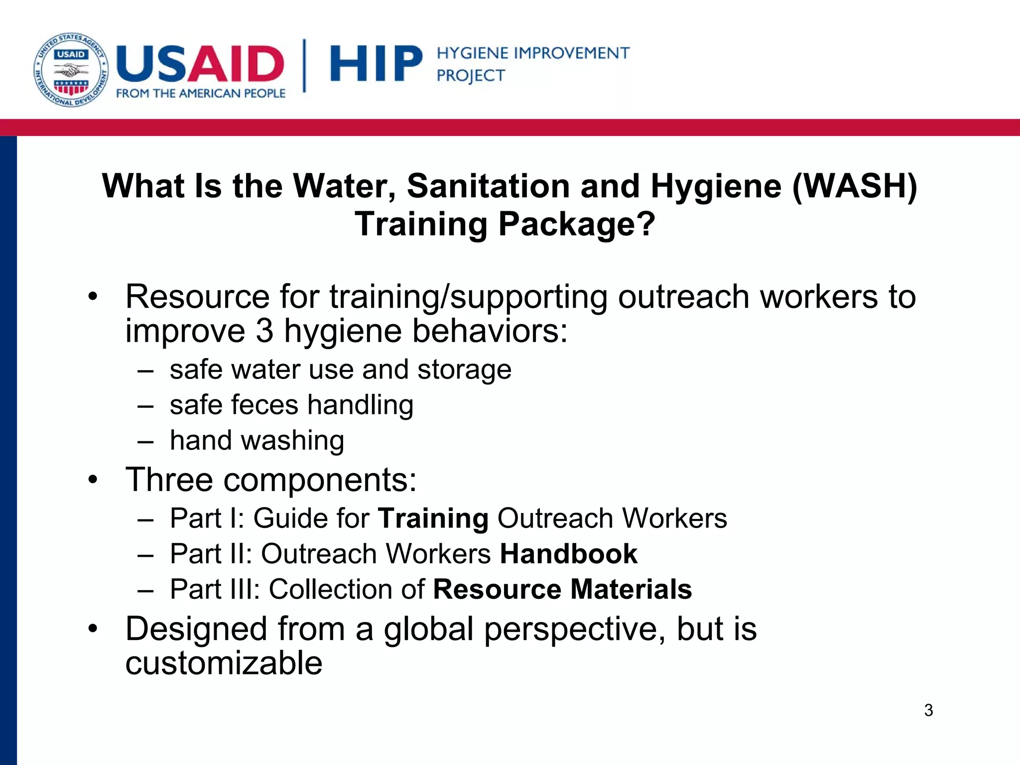 Using the WASH Training Package - Webinar | PPT