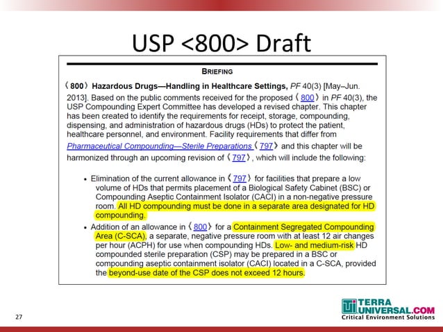USP 797/800 Cleanroom Compliance by Terra Universal | PPT | Indoor ...