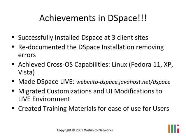 Webinito Corporate Presentation Dspace | PPT