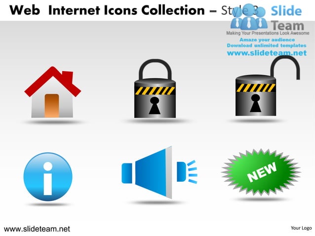 Web internet icons bulb tv notepad folder style design 3 powerpoint ppt ...