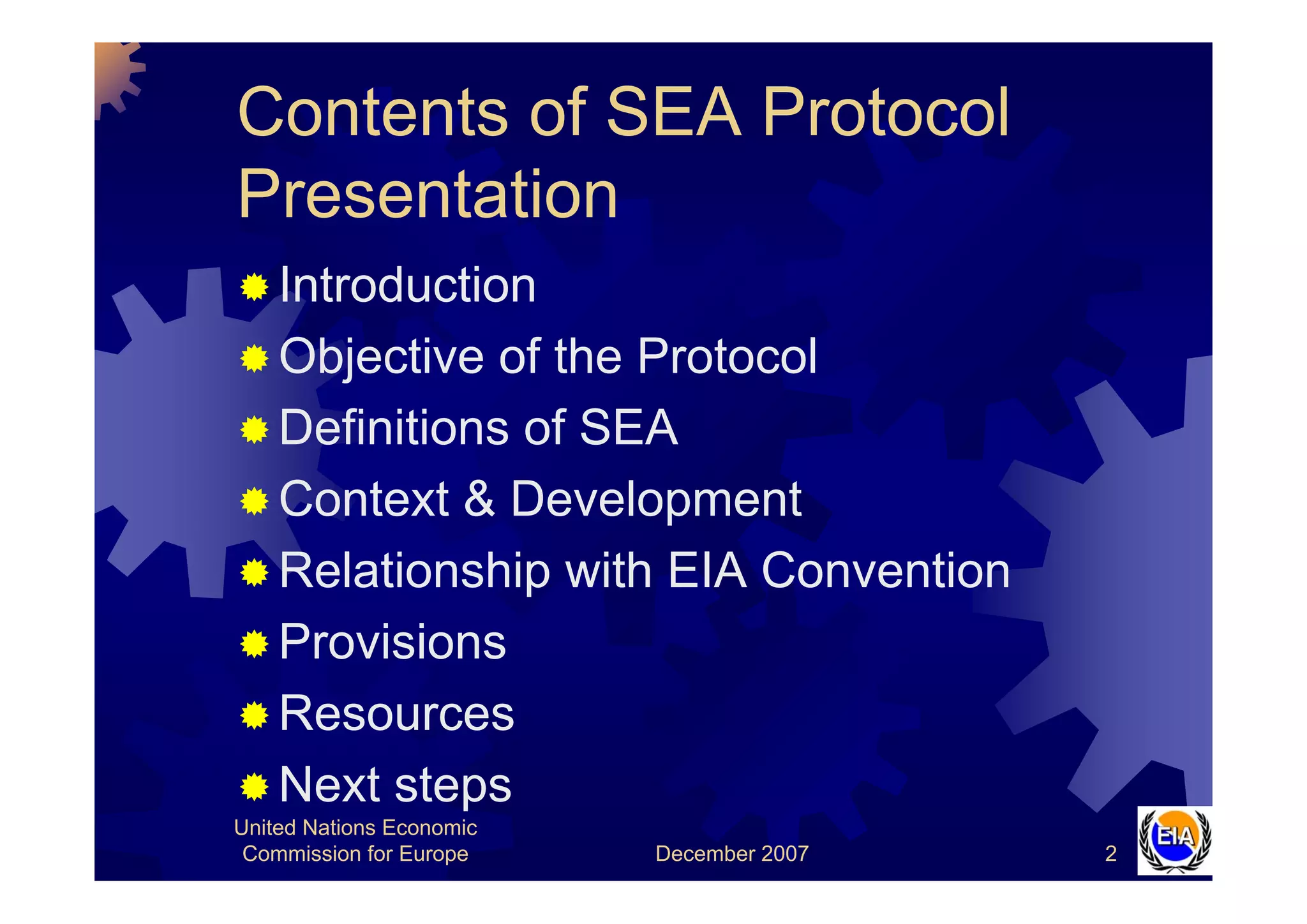 UNECE Protocol on Strategic Environmental Assessment (SEA) - An Introduction | PDF