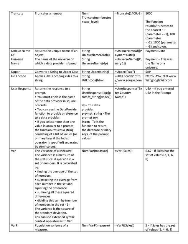 Webi Report Function Overview Pdf