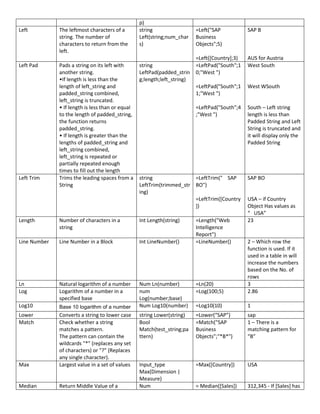 Webi Report Function Overview | PDF