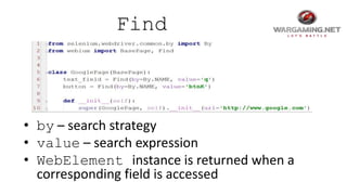 Webium: Page Objects In Python (Eng) | PPTX