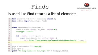 Webium: Page Objects In Python (Eng) | PPTX
