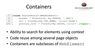 Webium: Page Objects In Python (Eng) | PPTX