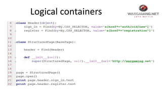 Webium: Page Objects In Python (Eng) | PPTX