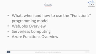Web jobs, Azure Functions and Serverless Computing | PPT