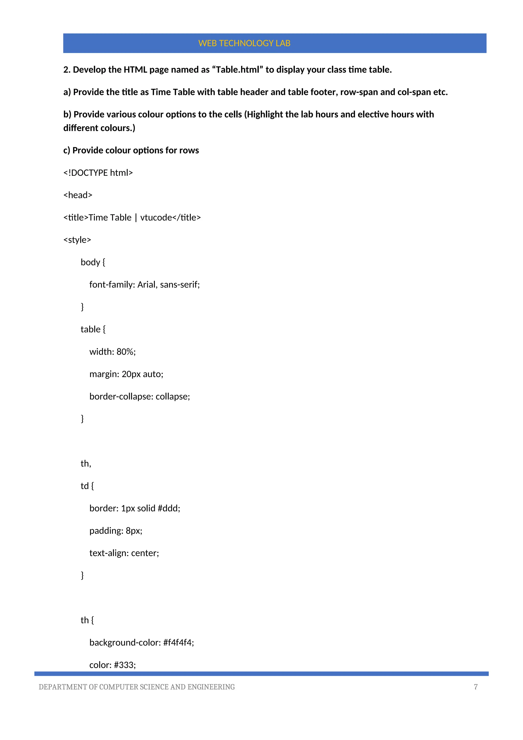 web lab manual for fifth semester BE course fifth semester vtu belgaum ...