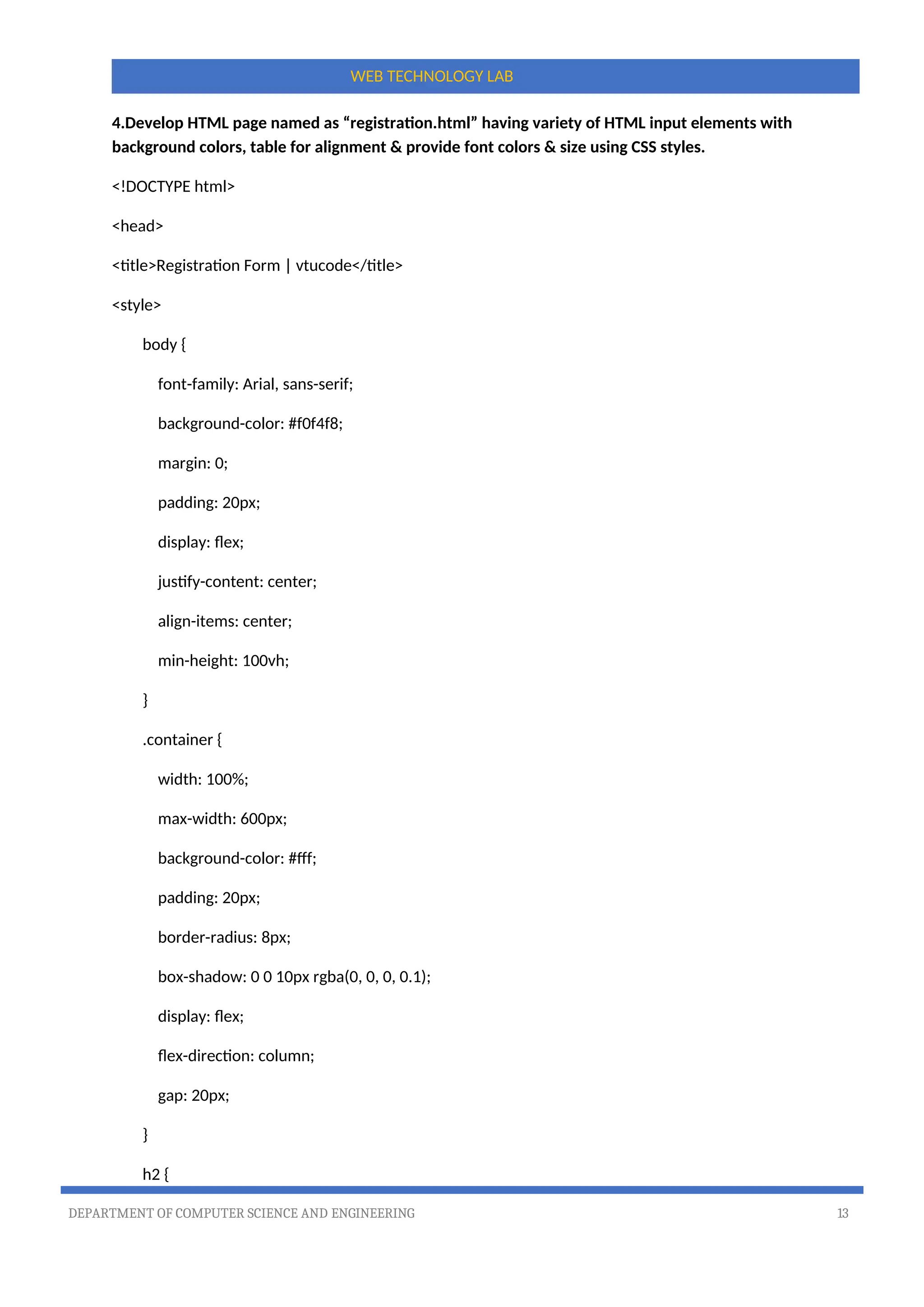 web lab manual for fifth semester BE course fifth semester vtu belgaum ...