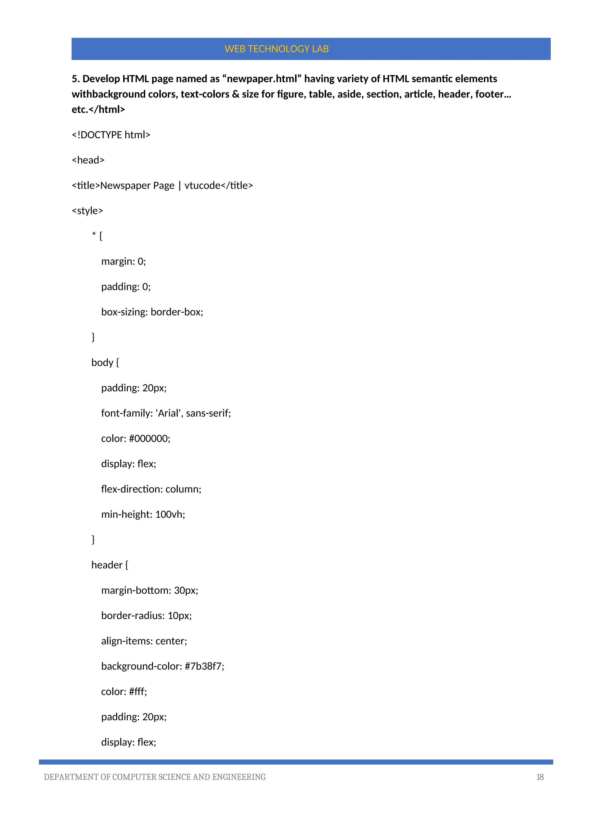 web lab manual for fifth semester BE course fifth semester vtu belgaum ...