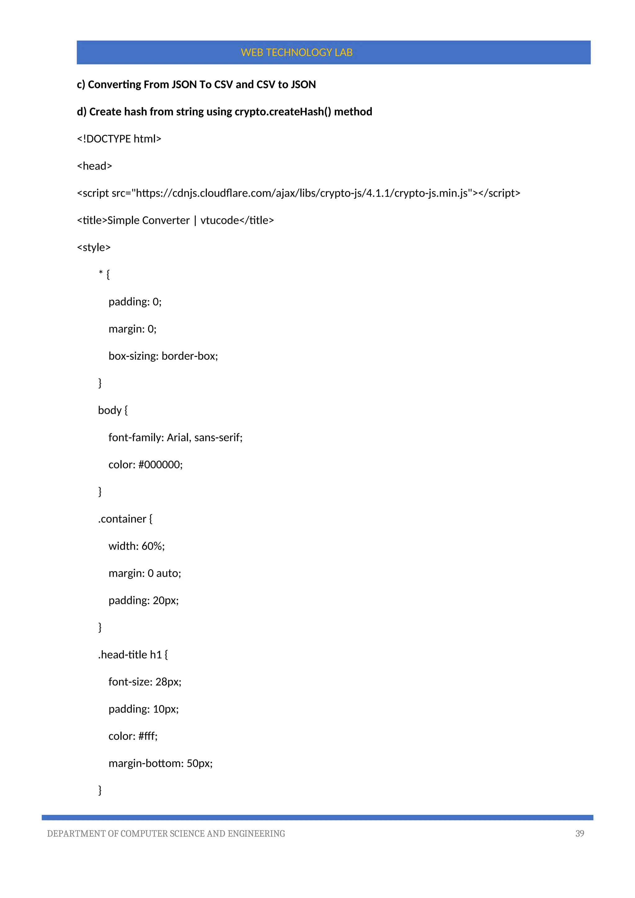 web lab manual for fifth semester BE course fifth semester vtu belgaum ...