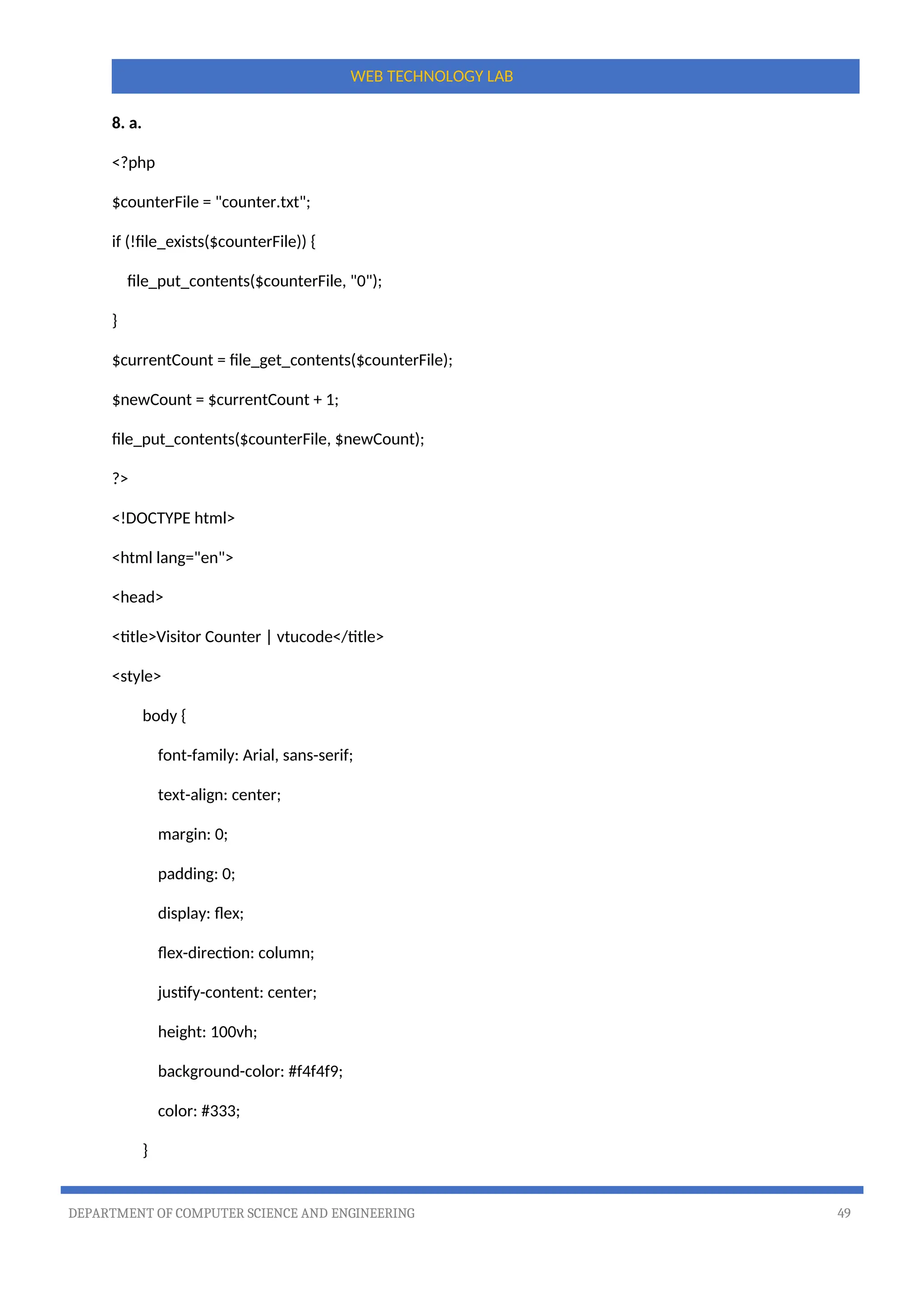 web lab manual for fifth semester BE course fifth semester vtu belgaum ...