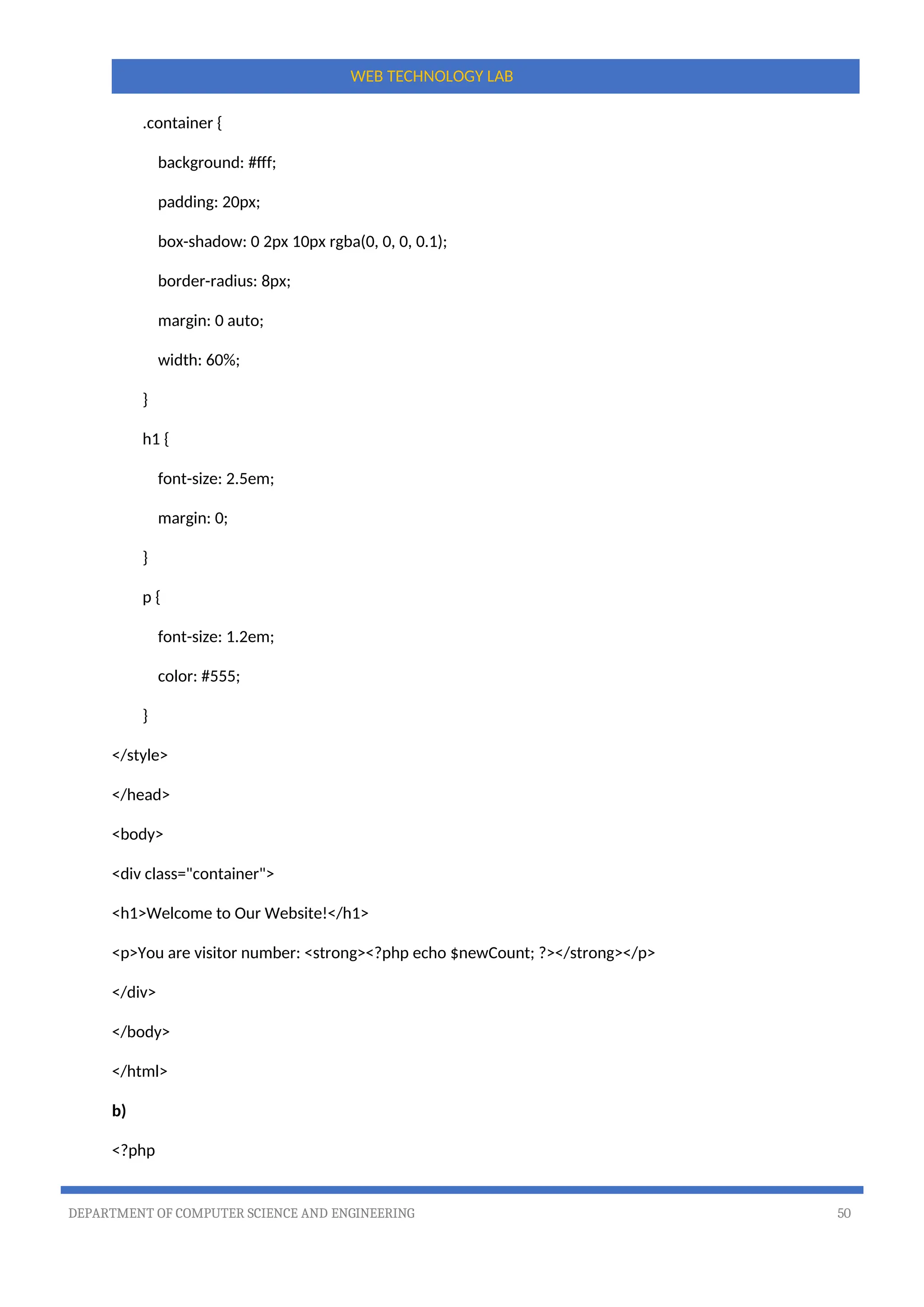 web lab manual for fifth semester BE course fifth semester vtu belgaum ...