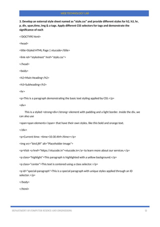 web lab manual for fifth semester BE course fifth semester vtu belgaum ...