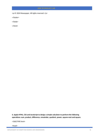 web lab manual for fifth semester BE course fifth semester vtu belgaum ...