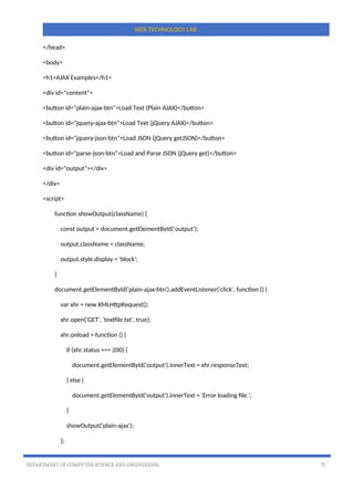 web lab manual for fifth semester BE course fifth semester vtu belgaum | DOCX