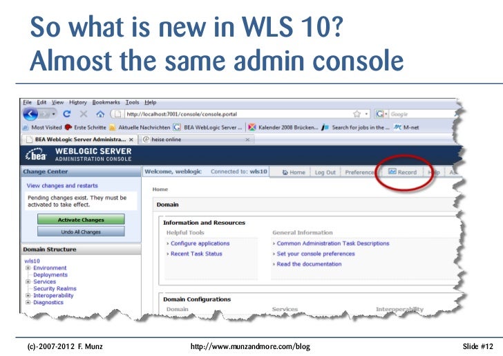 Oracle WebLogic: Feature Timeline from WLS9 to WLS 12c