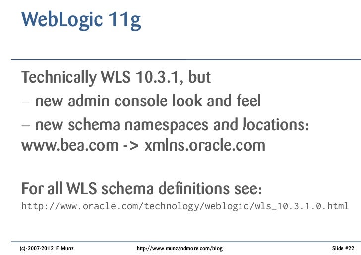 Oracle WebLogic: Feature Timeline from WLS9 to WLS 12c
