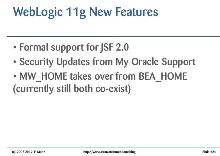 Oracle WebLogic: Feature Timeline from WLS9 to WLS 12c