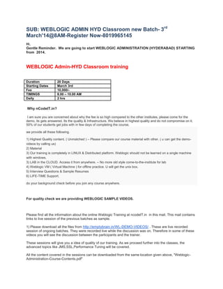 Weblogic hyd-classroom | PDF