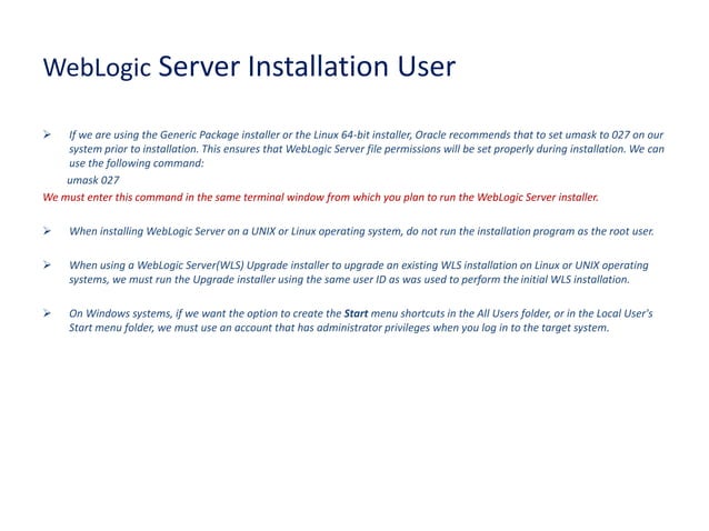 Weblogic12 c installation guide | PPTX | Programming Languages | Computing