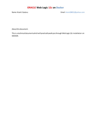 Oracle Web logic 12c on docker | DOCX