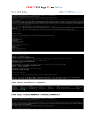 Oracle Web logic 12c on docker | PDF