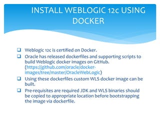 Weblogic 12c on docker | PPT