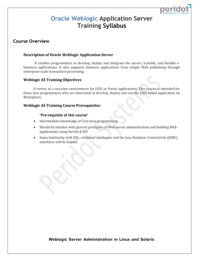 Weblogic application server | PDF